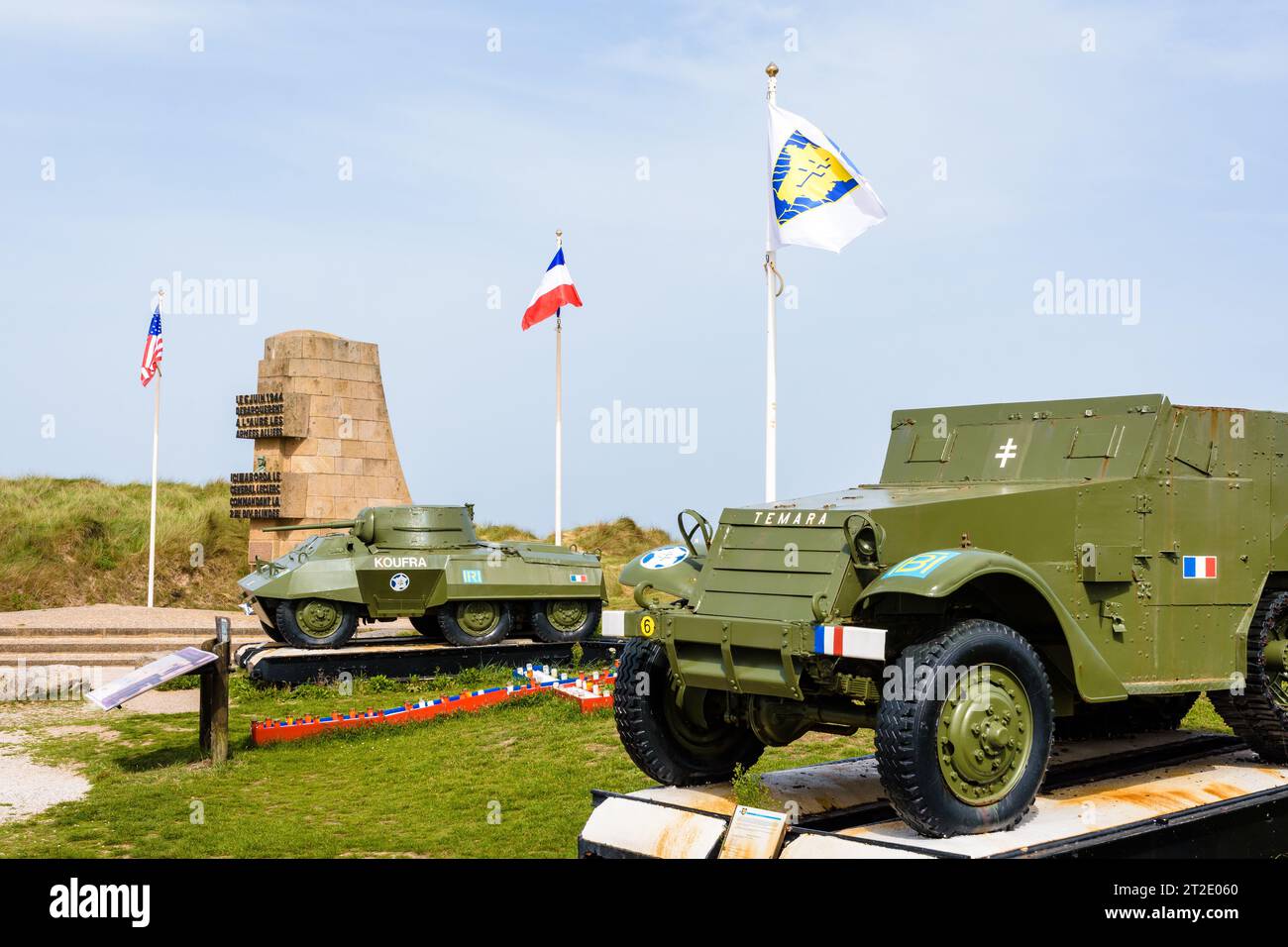 Armored vehicles at the memorial to the Normandy landing of the Allied ...
