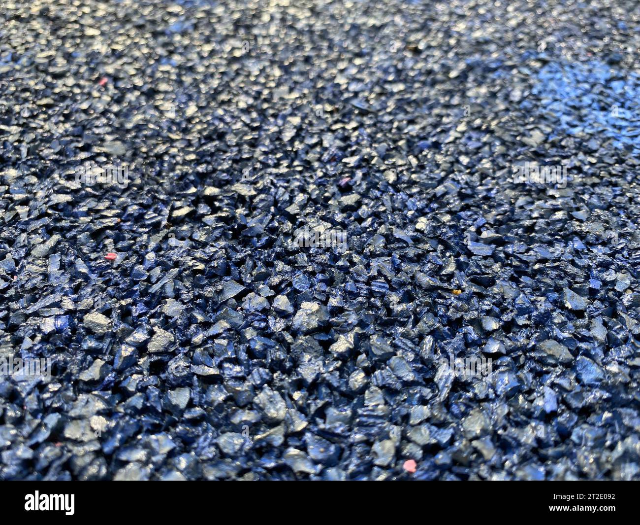 Blue rubber surface anti-traumatic safety tile on workout sports ...