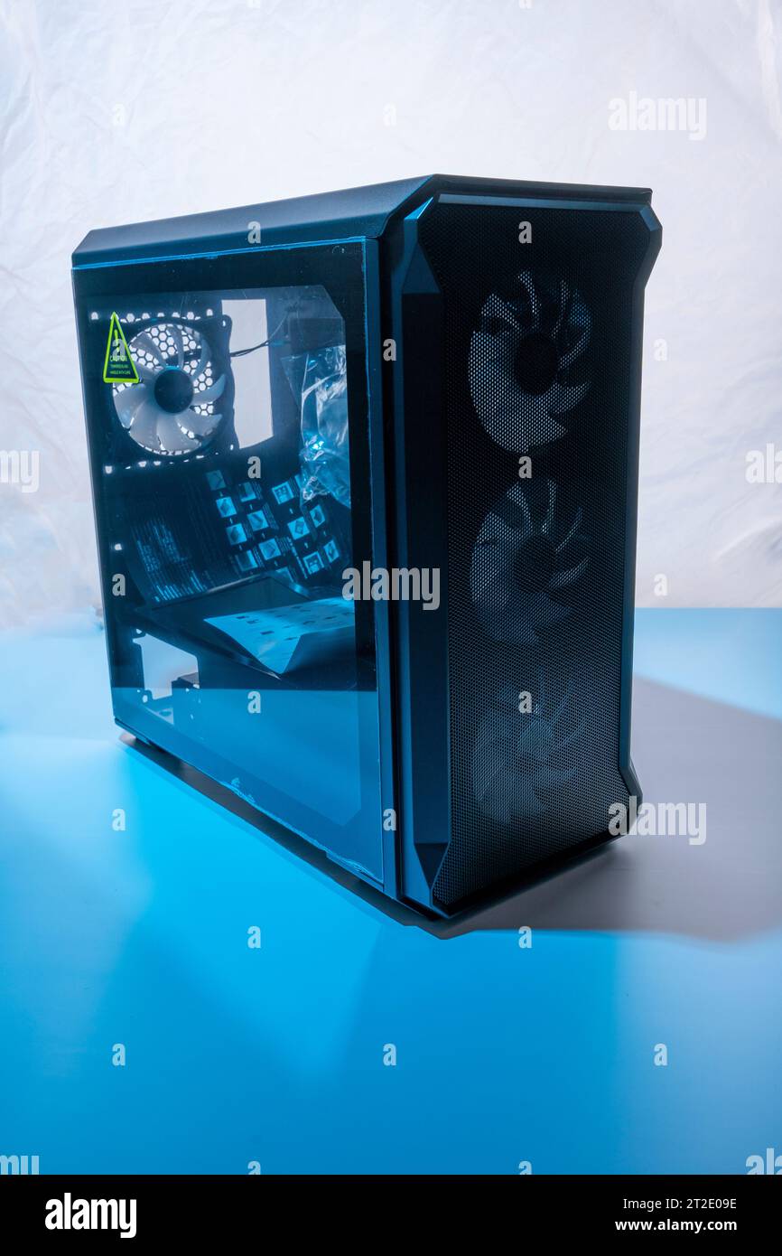 the case of the computer system unit with neon illumination . Computer ...