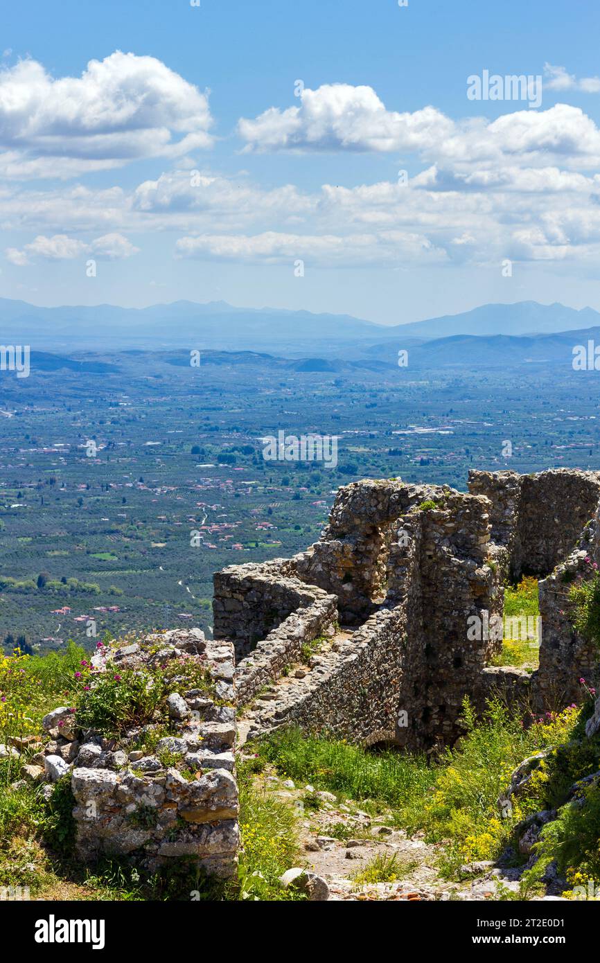 Panoramic view of Sparta's valley (at the background) from the ...