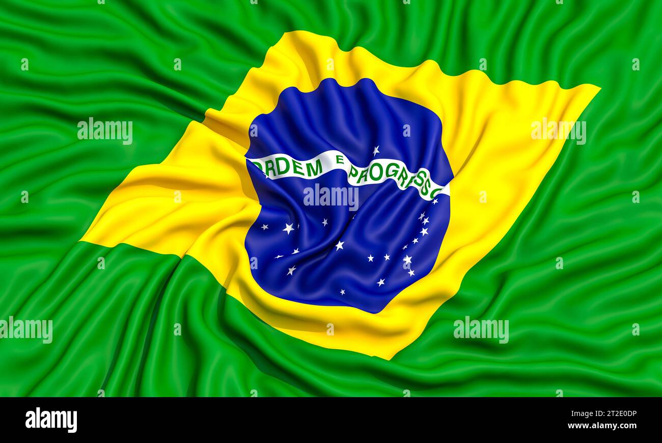 Brazilian flag isolated on a white background. 3d render Stock Photo ...