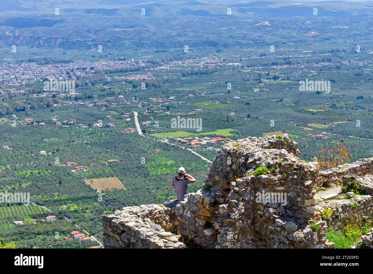 Panoramic view of Sparta's valley (at the background) from the ...