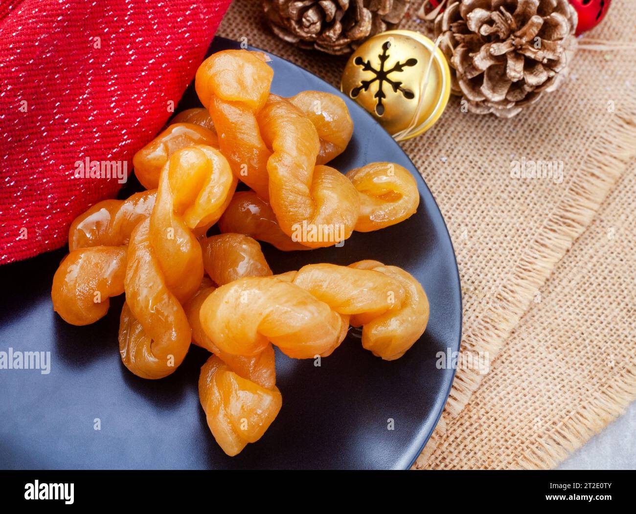 Traditional South African koeksister, sweet treats on festive Christmas ...