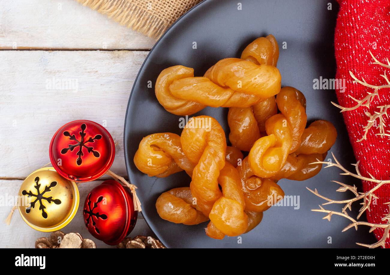 Traditional South African koeksister, sweet treats on festive Christmas ...