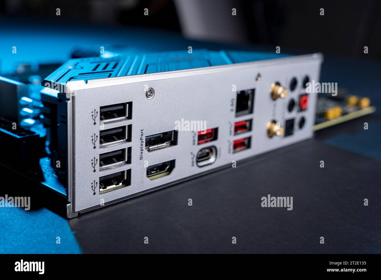 modern powerful and fast motherboard with connectors for HDMI and USB ...