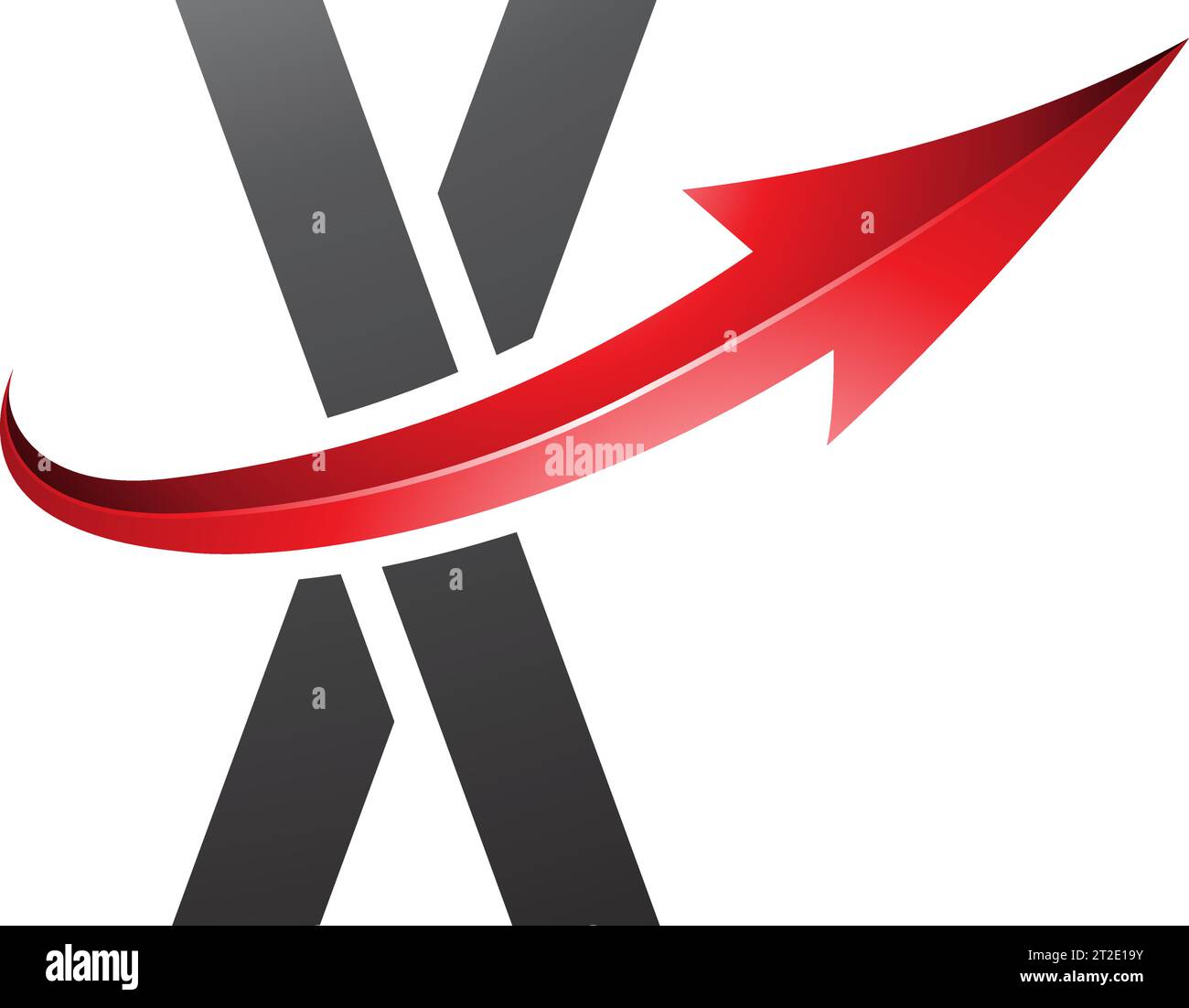 Red and Black Futuristic Letter X Icon with a Glossy Arrow on a White ...