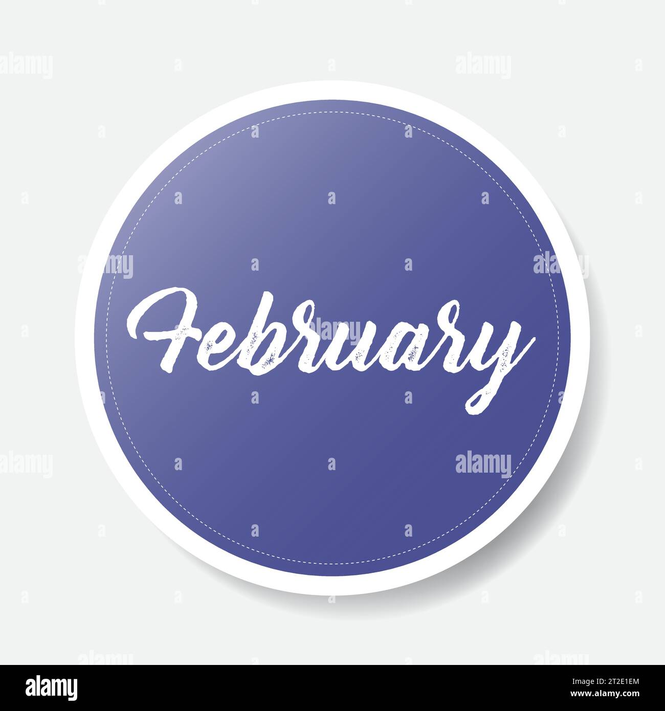 February purple round sticker on white background, vector illustration ...