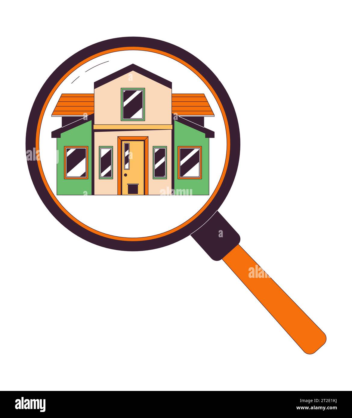 Loupe searching house 2D linear cartoon object Stock Vector Image & Art ...