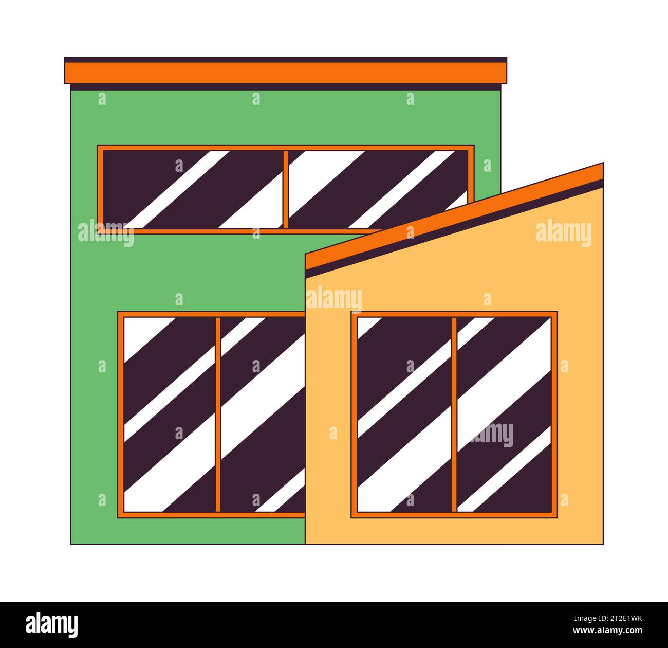 Stand Alone Stores Exterior 2d Linear Cartoon Object Stock Vector Image