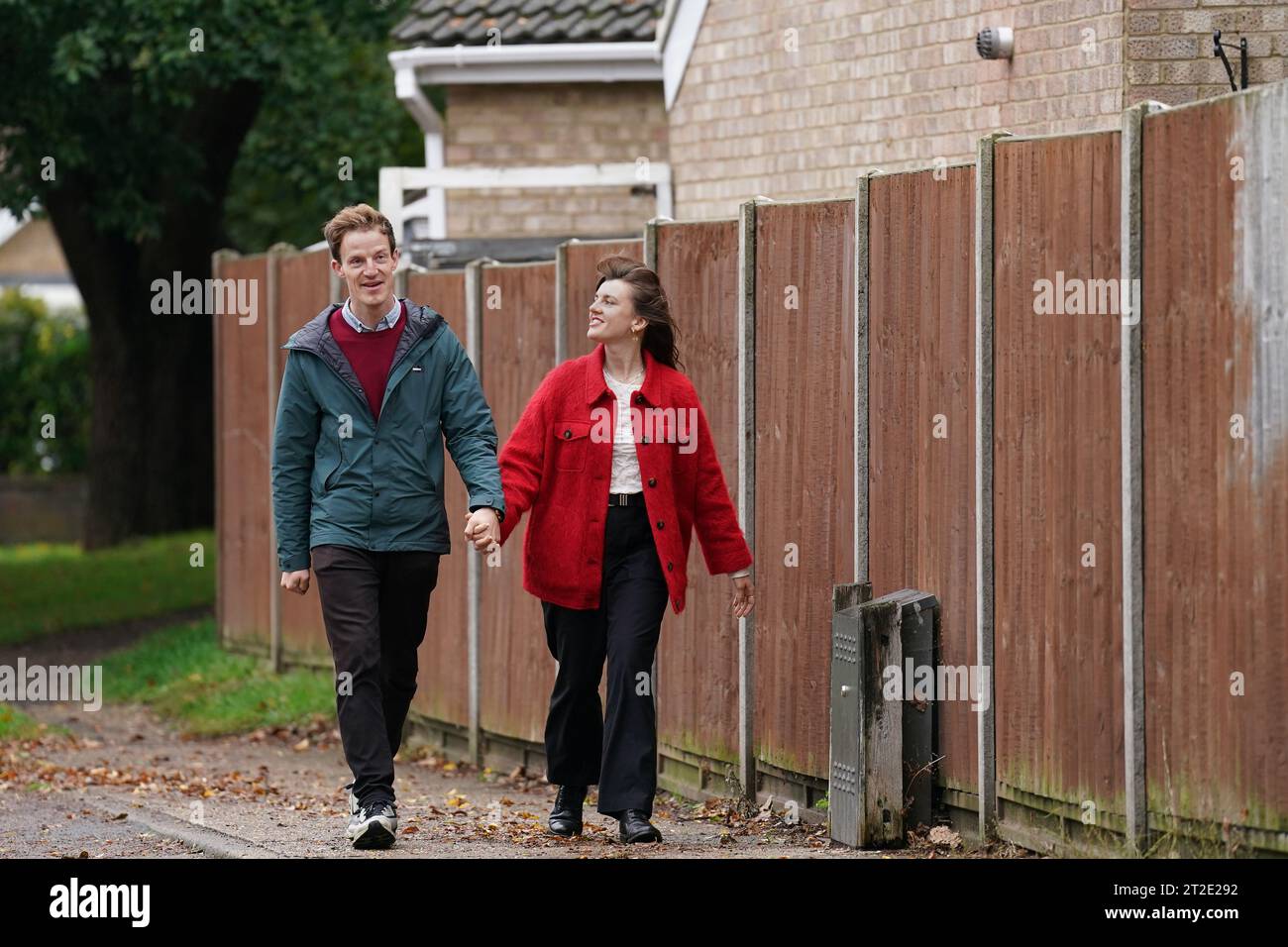 Labour candidate Alistair Strathern (left) arrives at Shefford Town ...