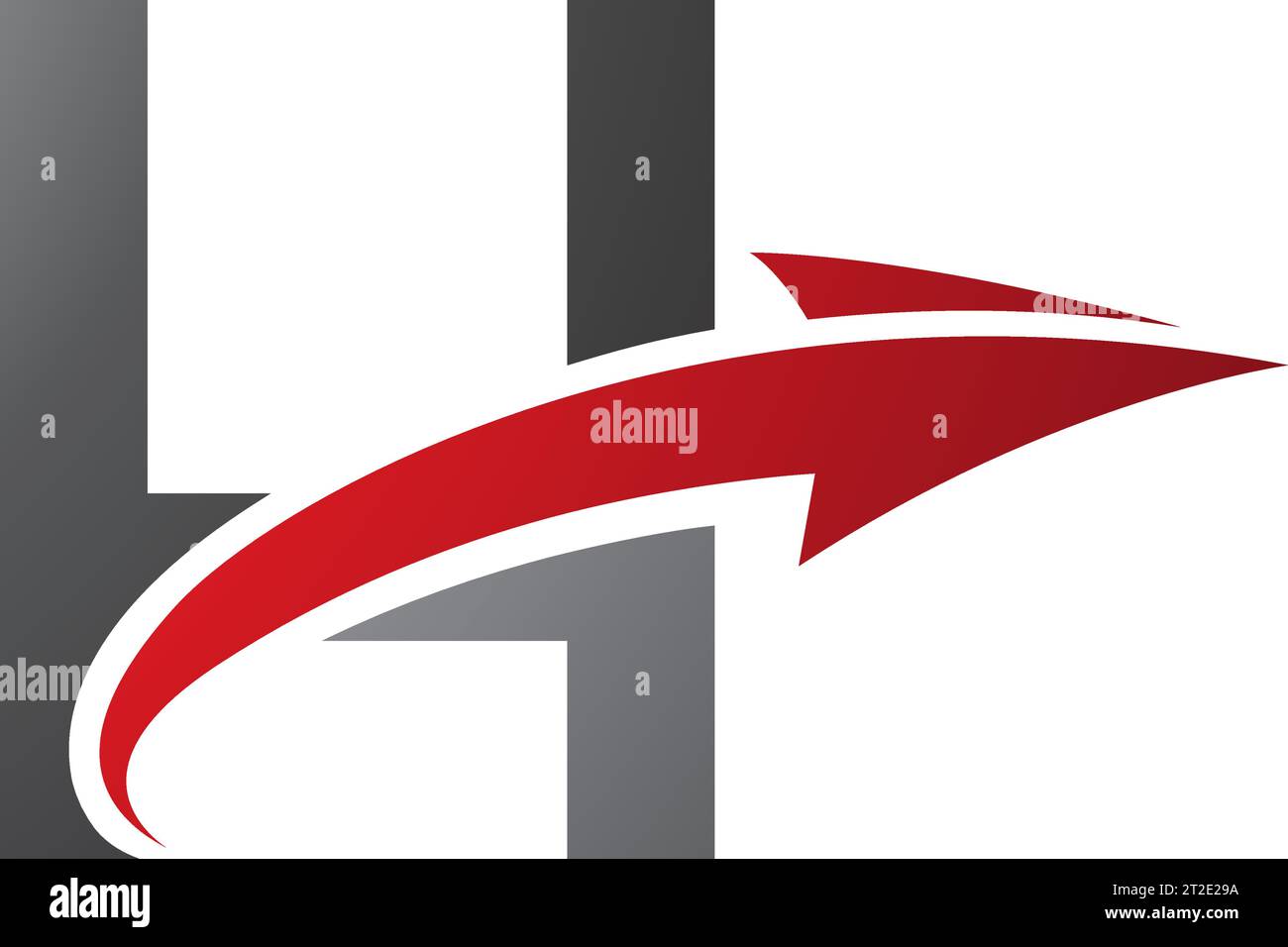 Red and Black Uppercase Letter H Icon with an Arrow on a White ...