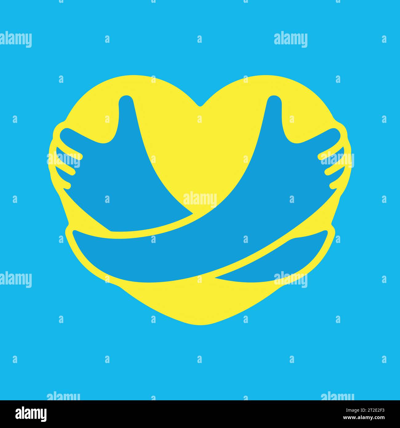 Hugging heart symbol. Hug yourself logo. Love yourself vector flat ...