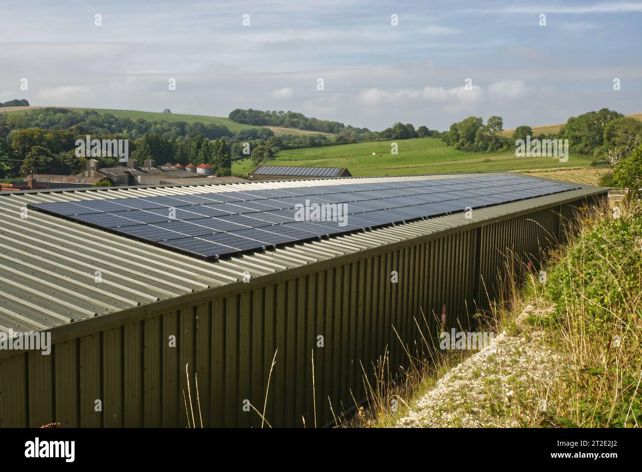 Photovoltaic solar panels on barn roof in rural location. England Stock ...