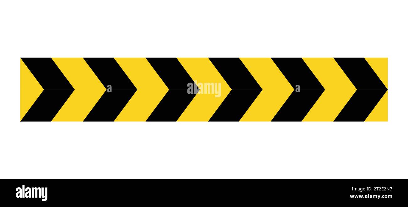Arrow road yellow sign. Warning striped arrow. Safety type ...