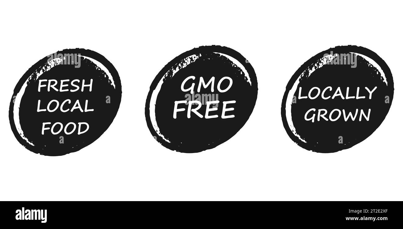 A set of black and white organic stickers, labels, badges and logos ...