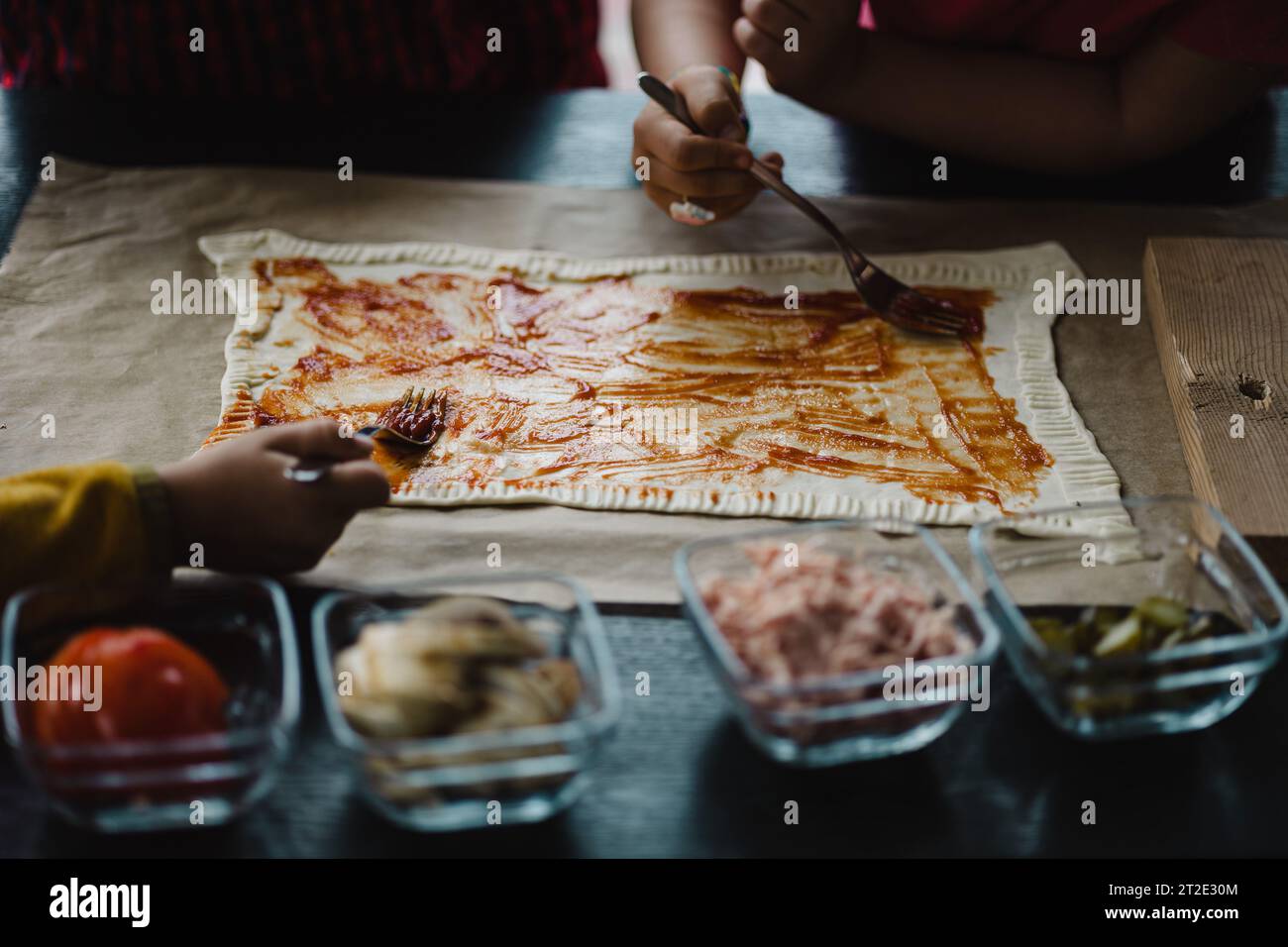 The process of making homemade pizza Stock Photo - Alamy