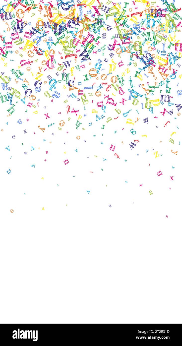 Concept of school background. Colorful childish falling letters of ...