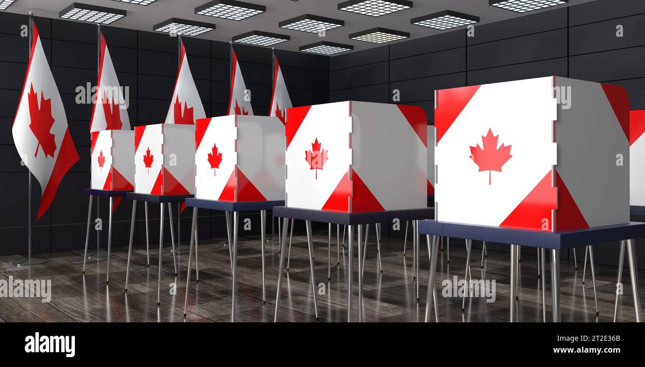 Canada - polling station and voting booths with coat of arms - election ...