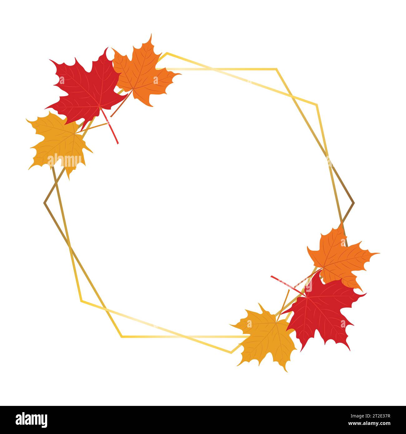 Autumn circle frames with colorful maple leaves on white background ...