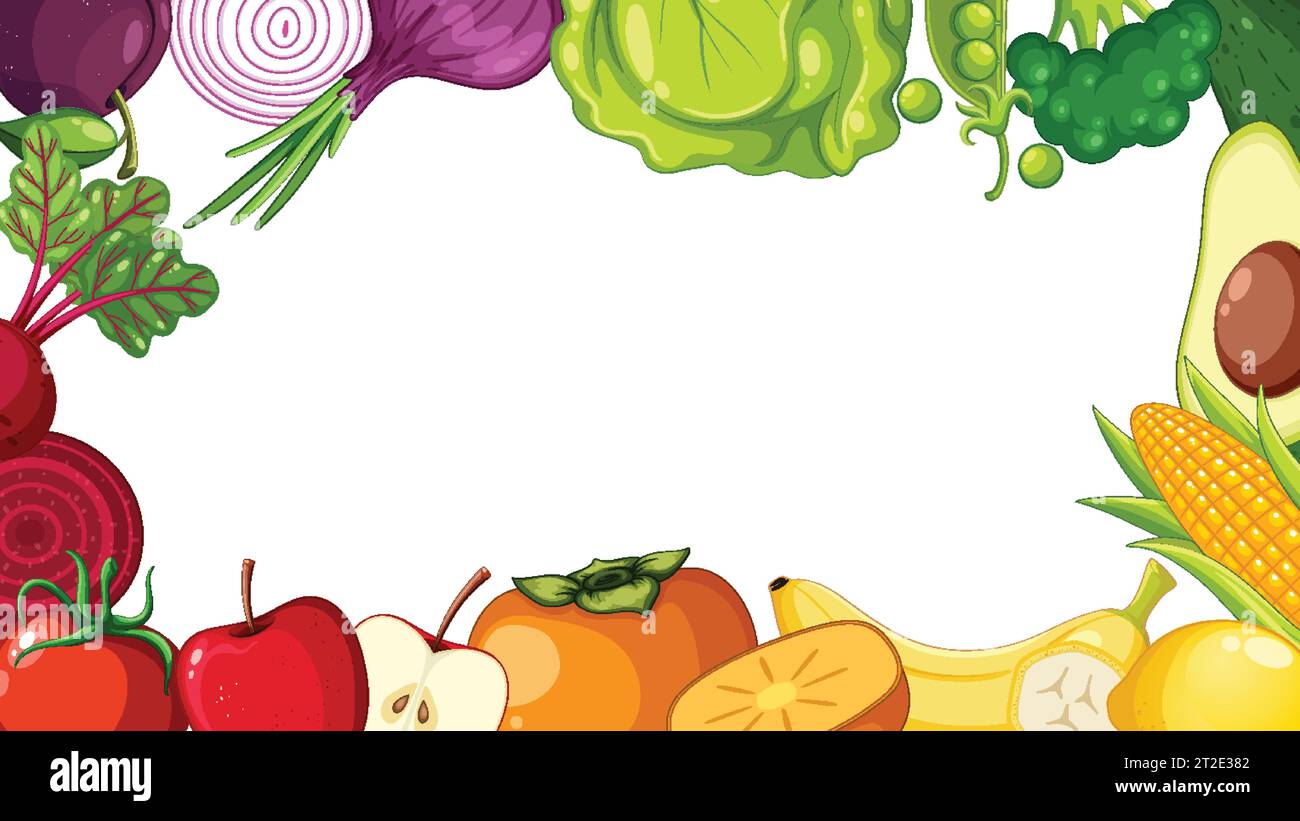 A vibrant border made of fruits and vegetables Stock Vector Image & Art ...