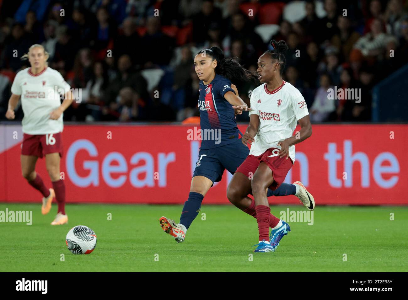 Paris, France. 18th Oct, 2023. Sakina Karchaoui of PSG, Melvine Malard ...