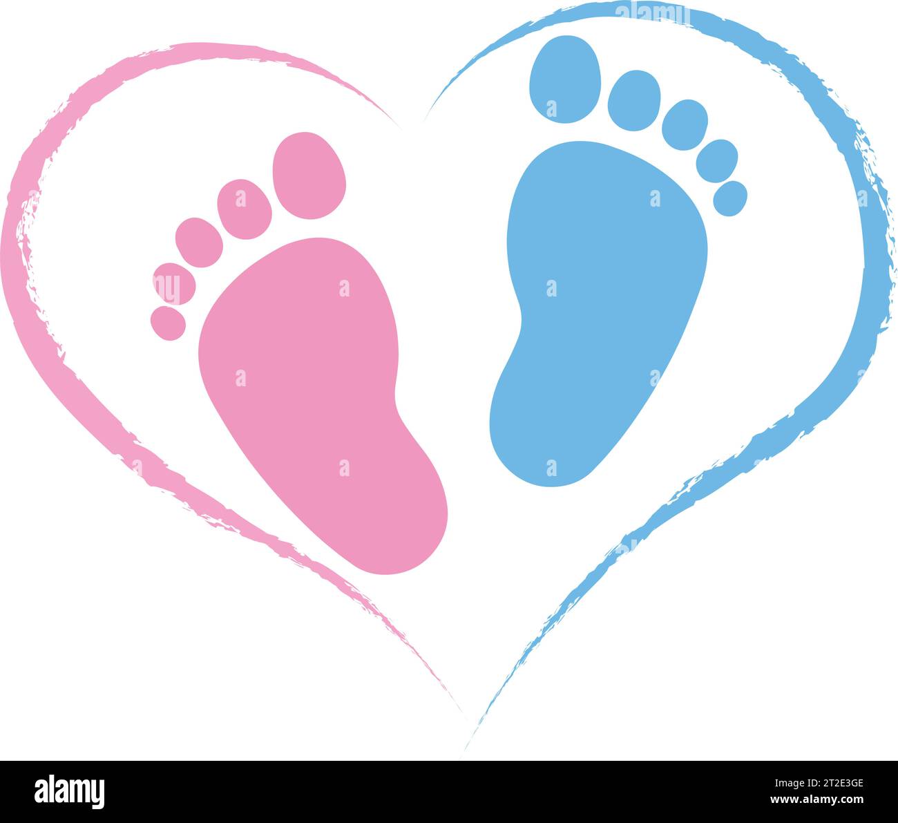 Baby foot print. Blue and pink colors. Isolated on white background ...