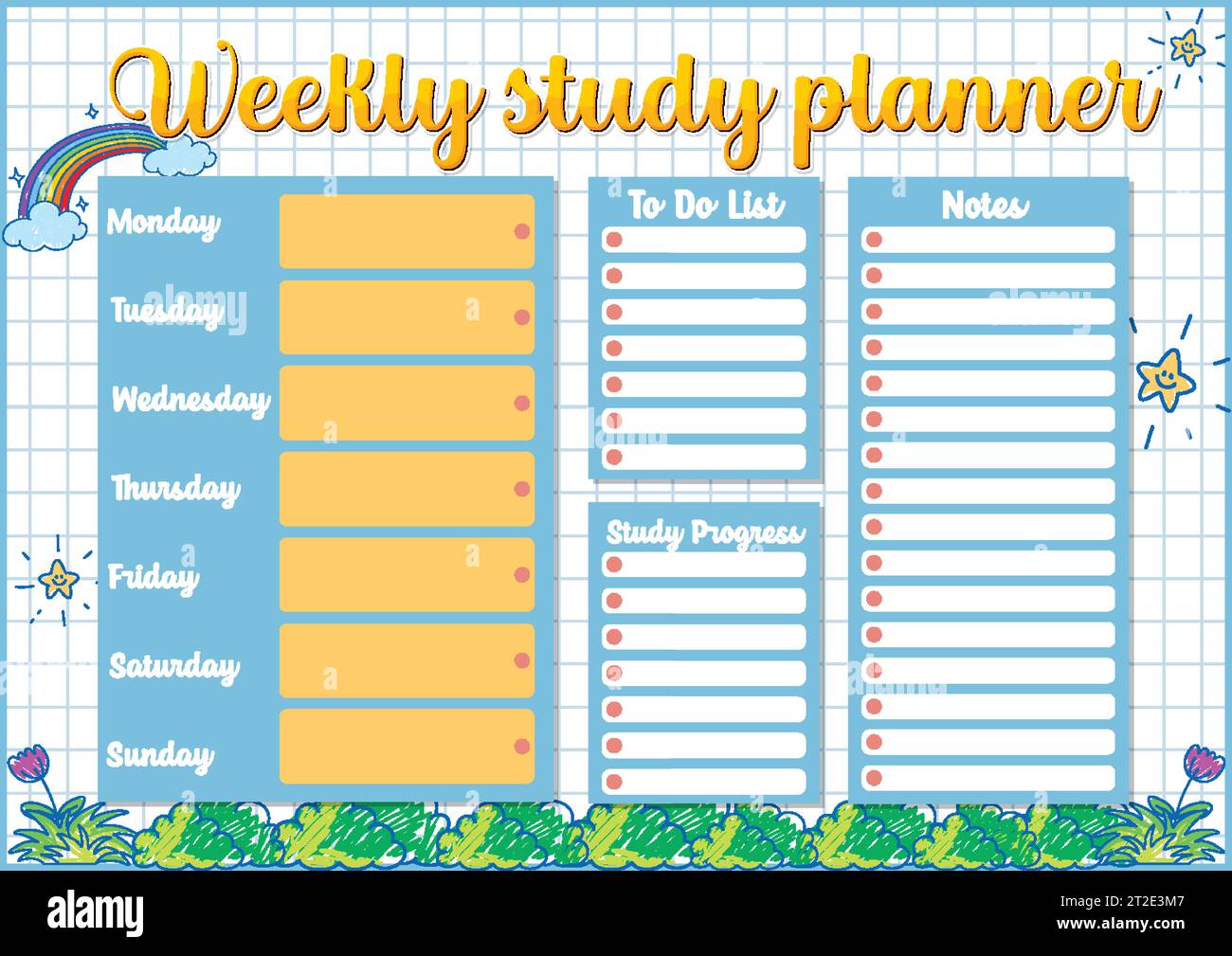 Cartoon illustration of a student's lesson plan and to-do list Stock ...