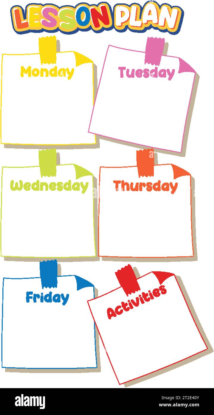 A blank notepad with a weekly lesson plan templat Stock Vector Image ...