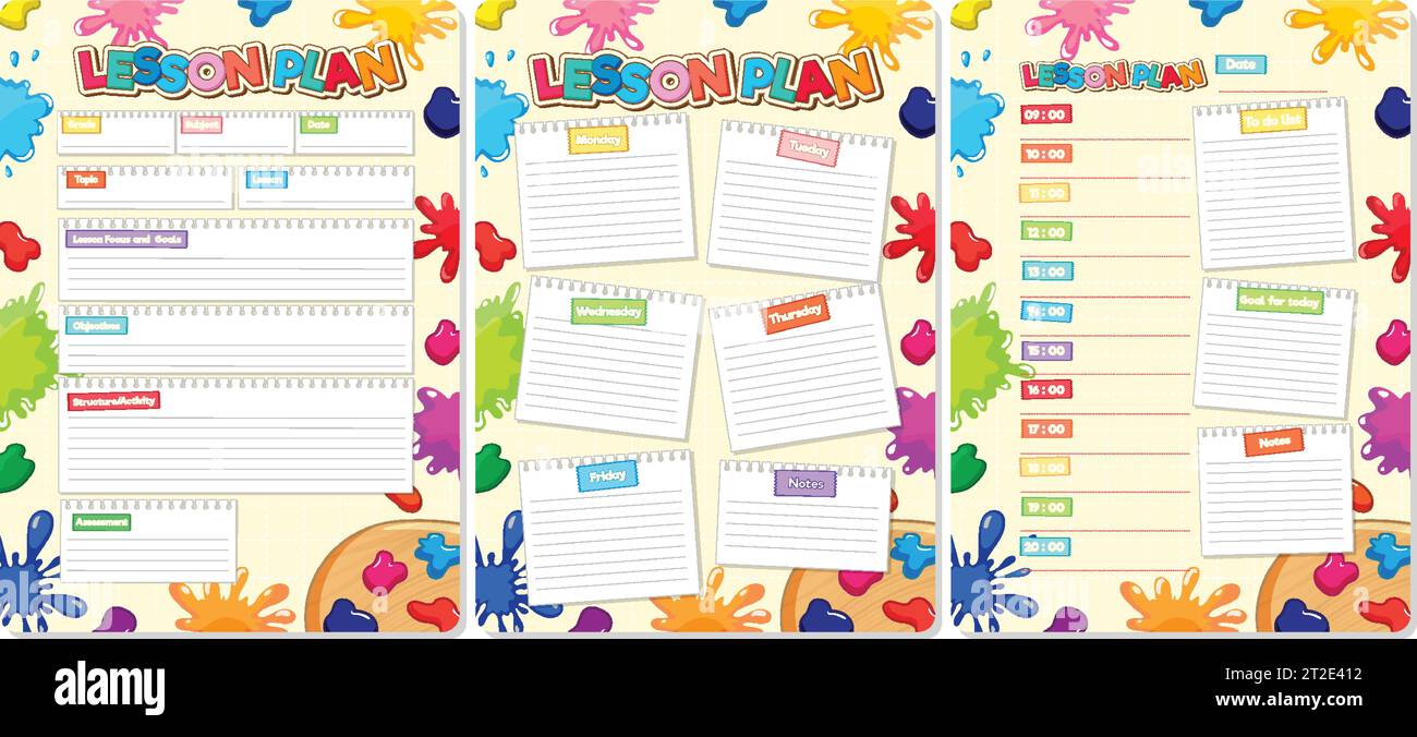 A vector cartoon illustration of a lined notepad lesson plan for ...