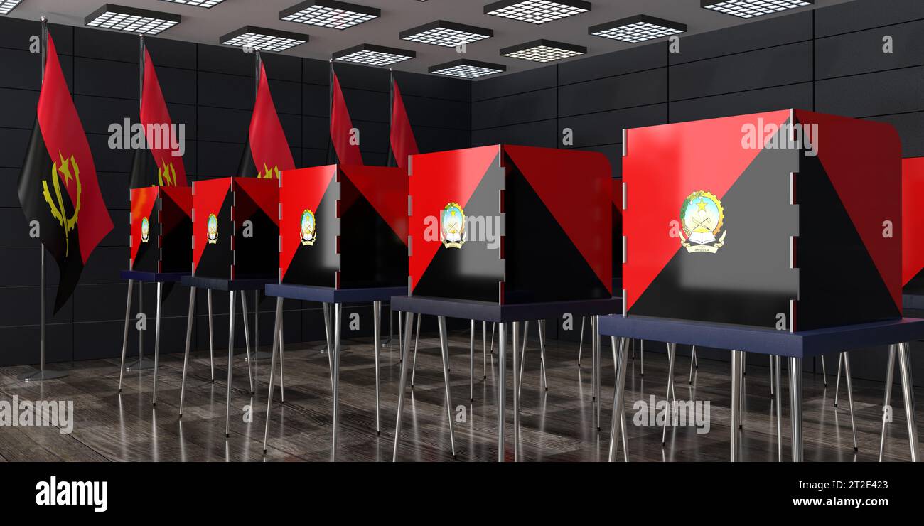 Angola - polling station and voting booths with coat of arms - election ...