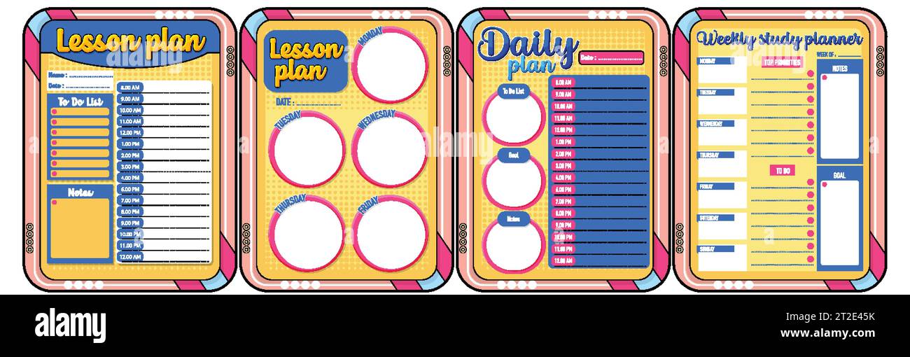 Vector cartoon illustration of a student's lesson plan and to-do list ...