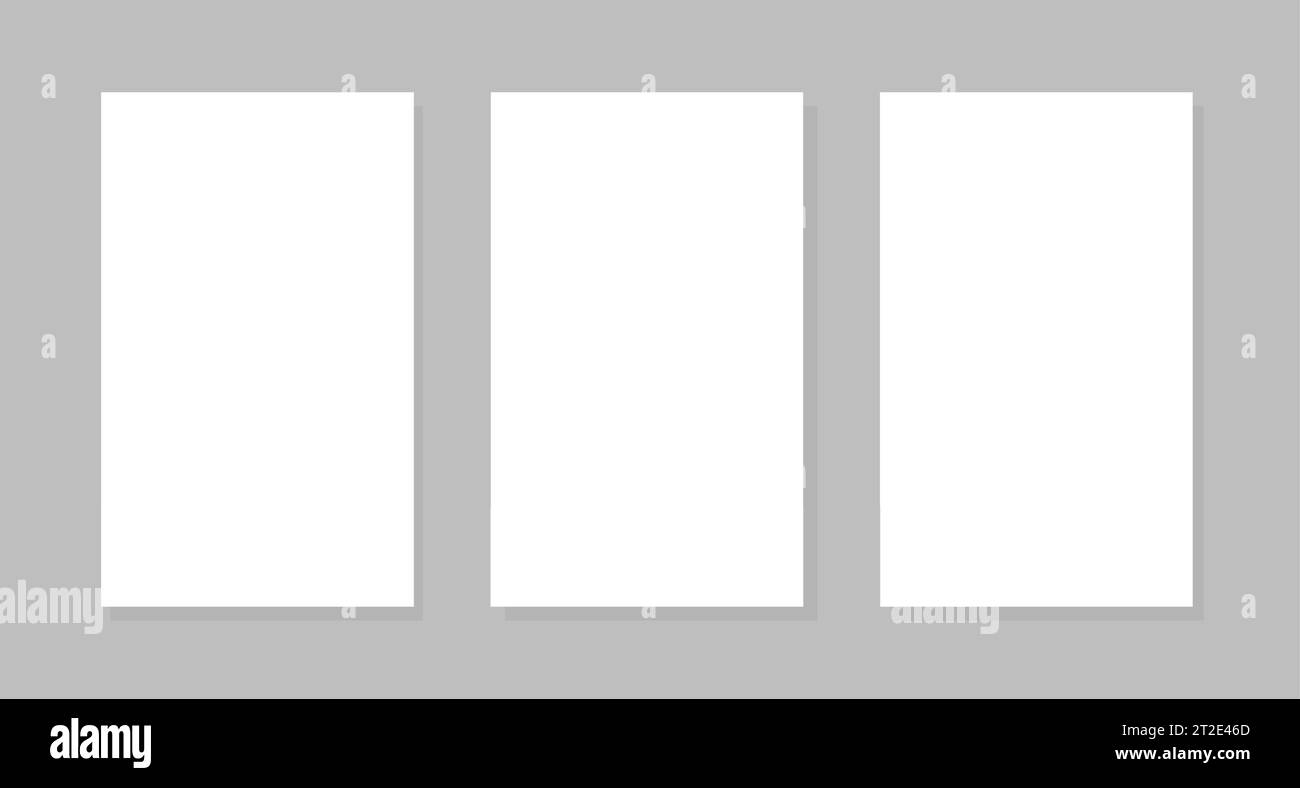 Blank white vertical banners on gray background with shadow, design ...