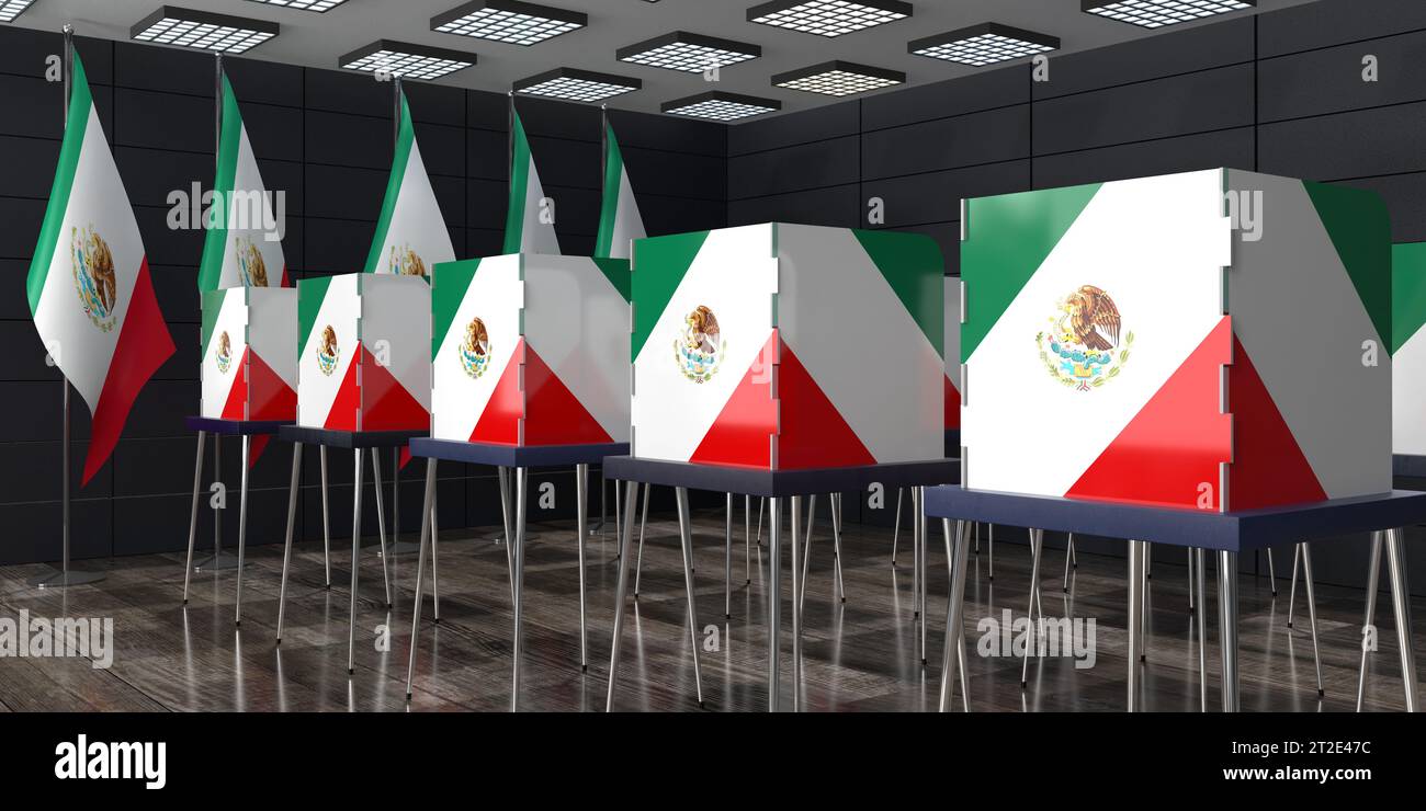 Mexico - polling station and voting booths with coat of arms - election ...