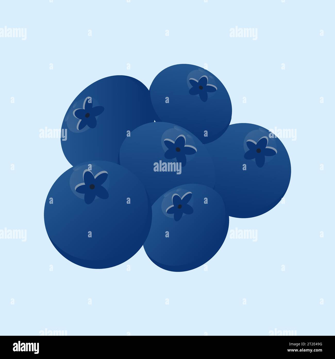 Blueberries vector isolated on blu background. Hand drawn cartoon ...