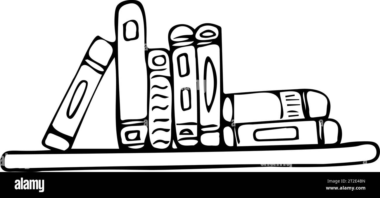 Books on the bookshelf. Doodle symbol of education for library or ...