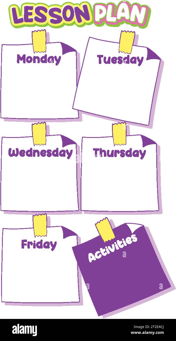 A blank notepad with a weekly lesson plan templat Stock Vector Image ...