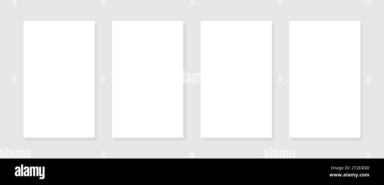 Blank white vertical banners on gray background with shadow, design ...
