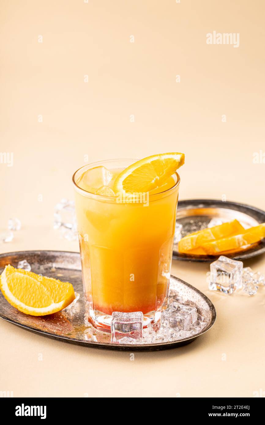 Alcoholic and non alcoholic cocktail concept on clear empty background ...