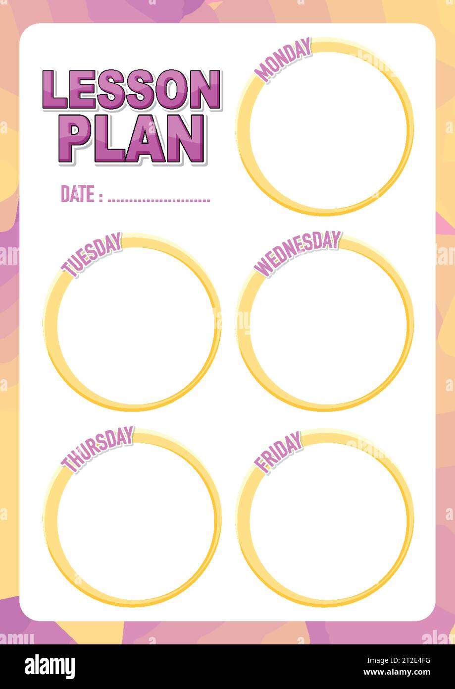 A vector cartoon illustration of a weekly lesson plan Stock Vector ...