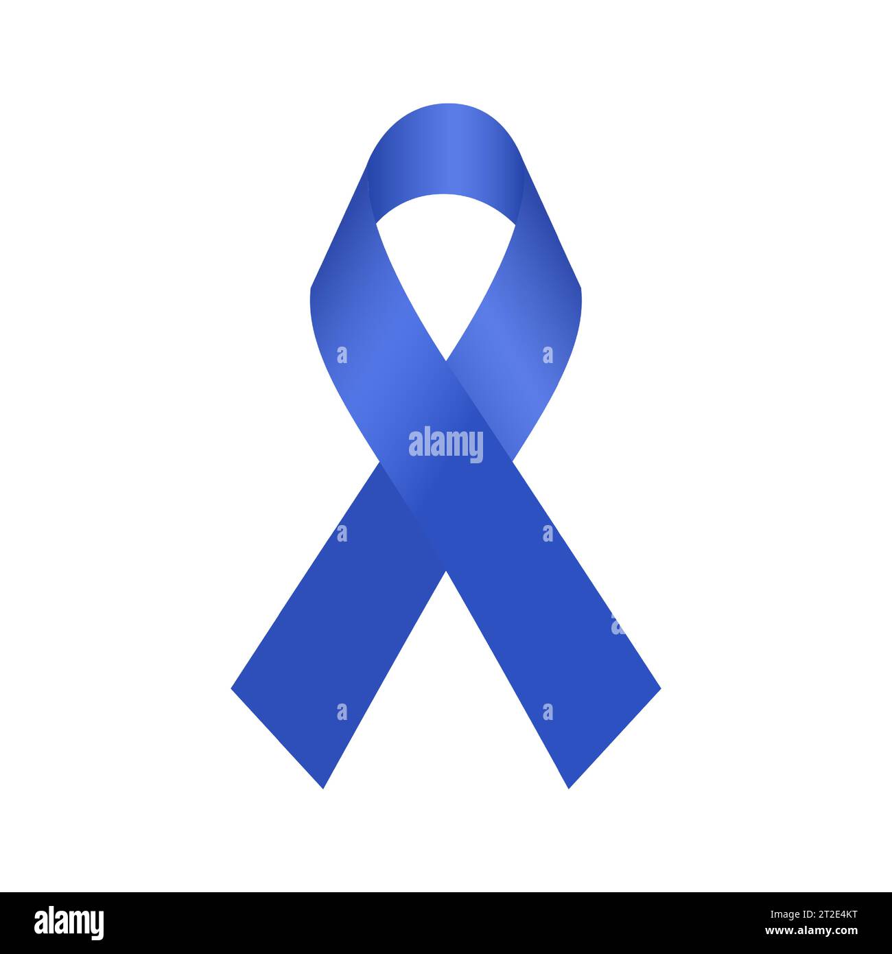 Blue ribbon to the World diabetes day awareness. Isolated on a white ...