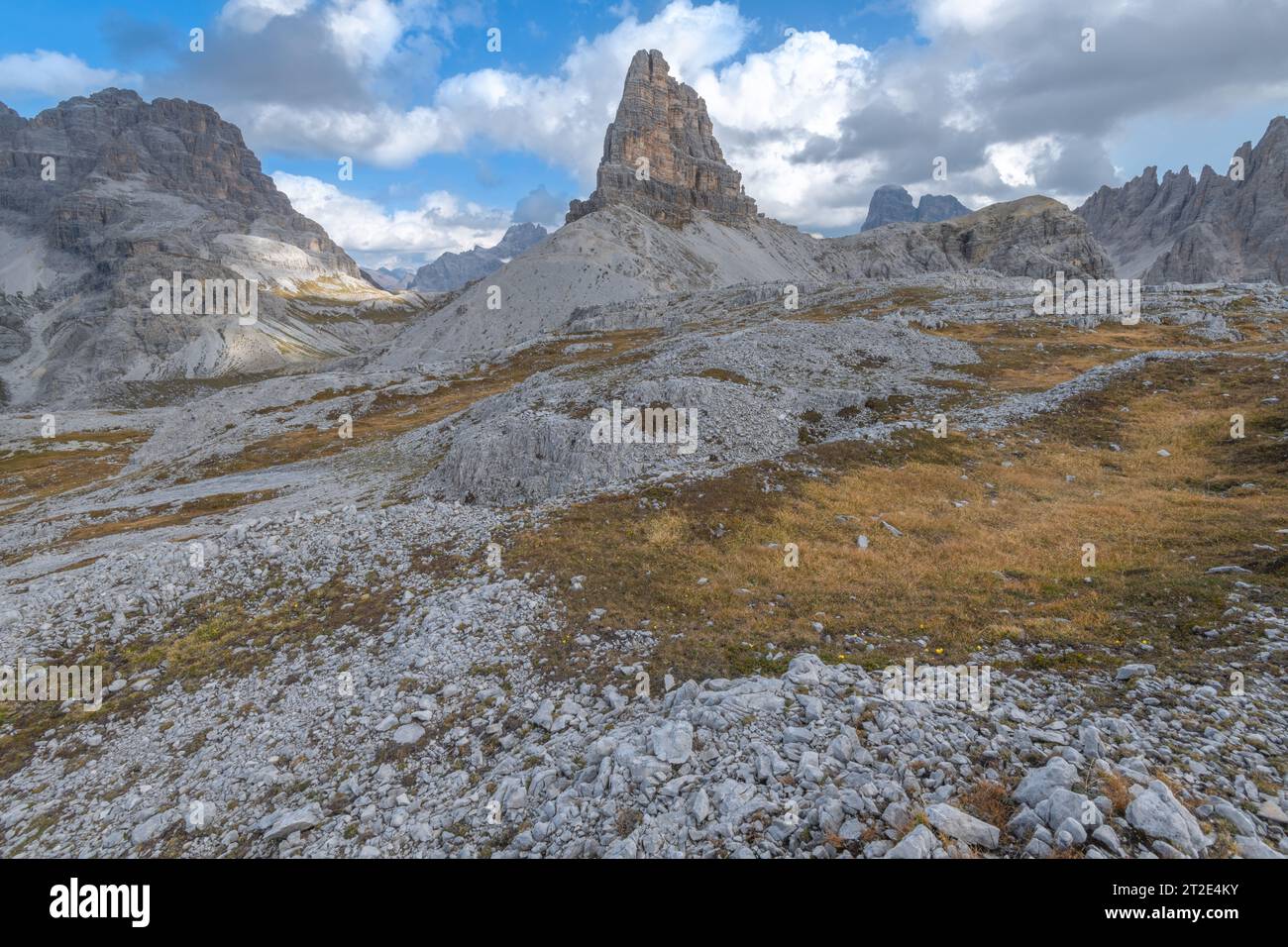 Lone butte, limestone rocky monolith Toblin Tower free standing in the ...