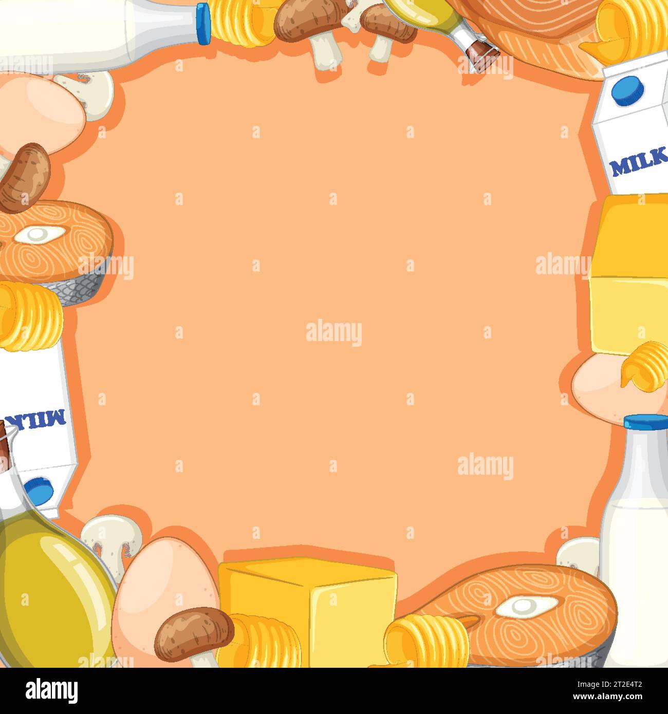 A vector cartoon illustration of a food-themed A-frame border template ...