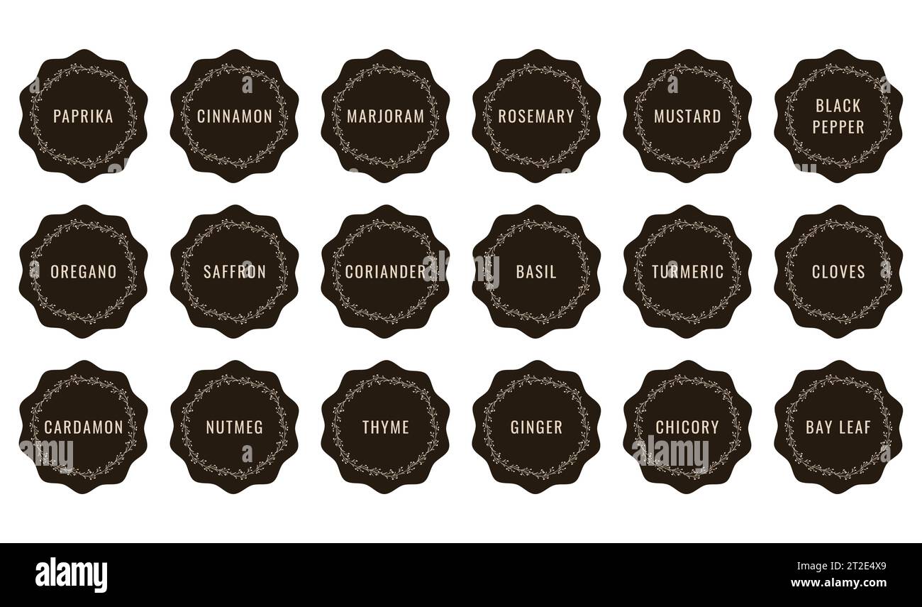 Cardboard stickers or labels for jars of spices and herbs. Can be used to label kitchen food ...