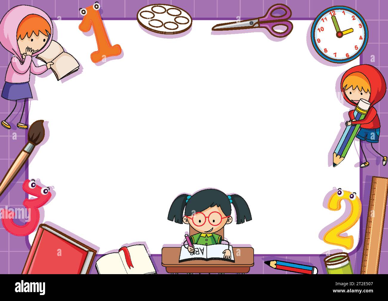 Illustration of a student engaged in learning activities on a ...