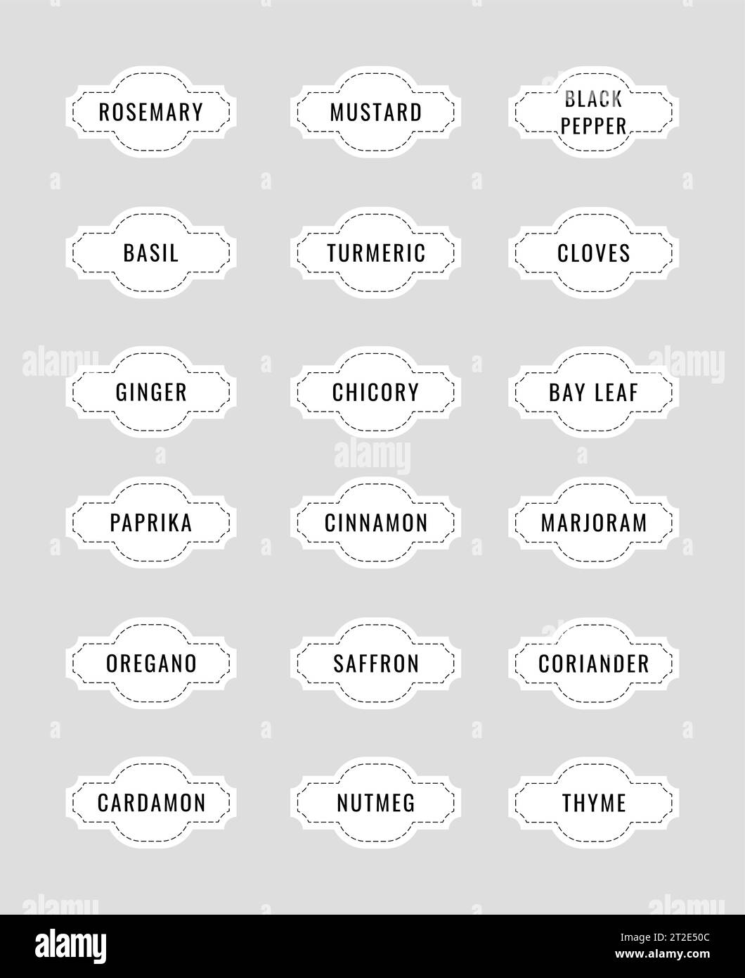 Cardboard stickers or labels for jars of spices and herbs. Can be used to label kitchen food ...