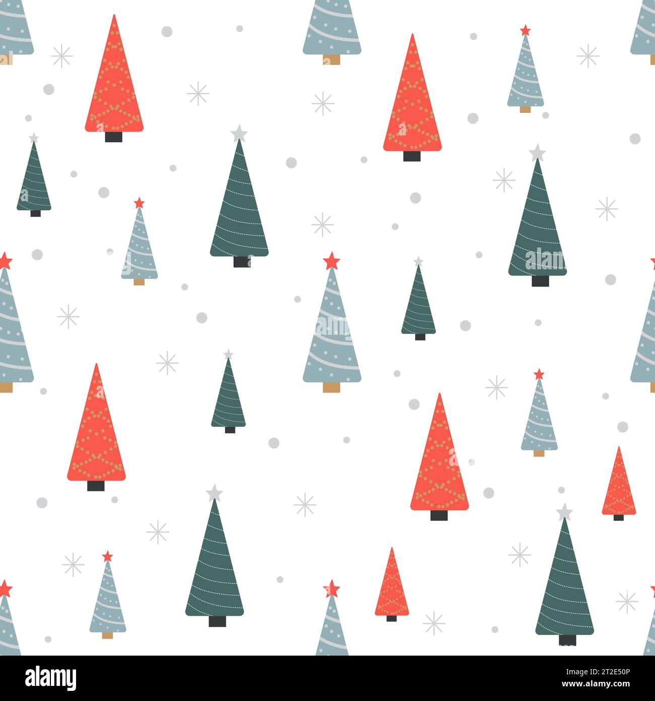 Christmas seamless pattern with spruce trees and snowflake dots on ...