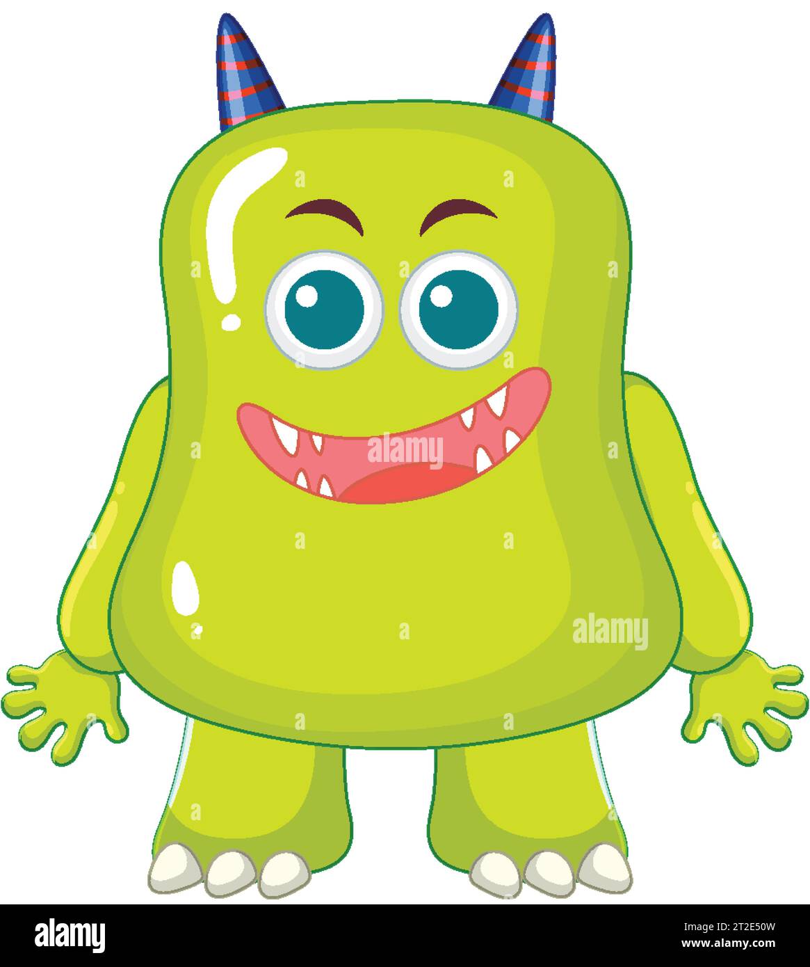 Cute green creatures with horns in a cartoon illustration Stock Vector ...