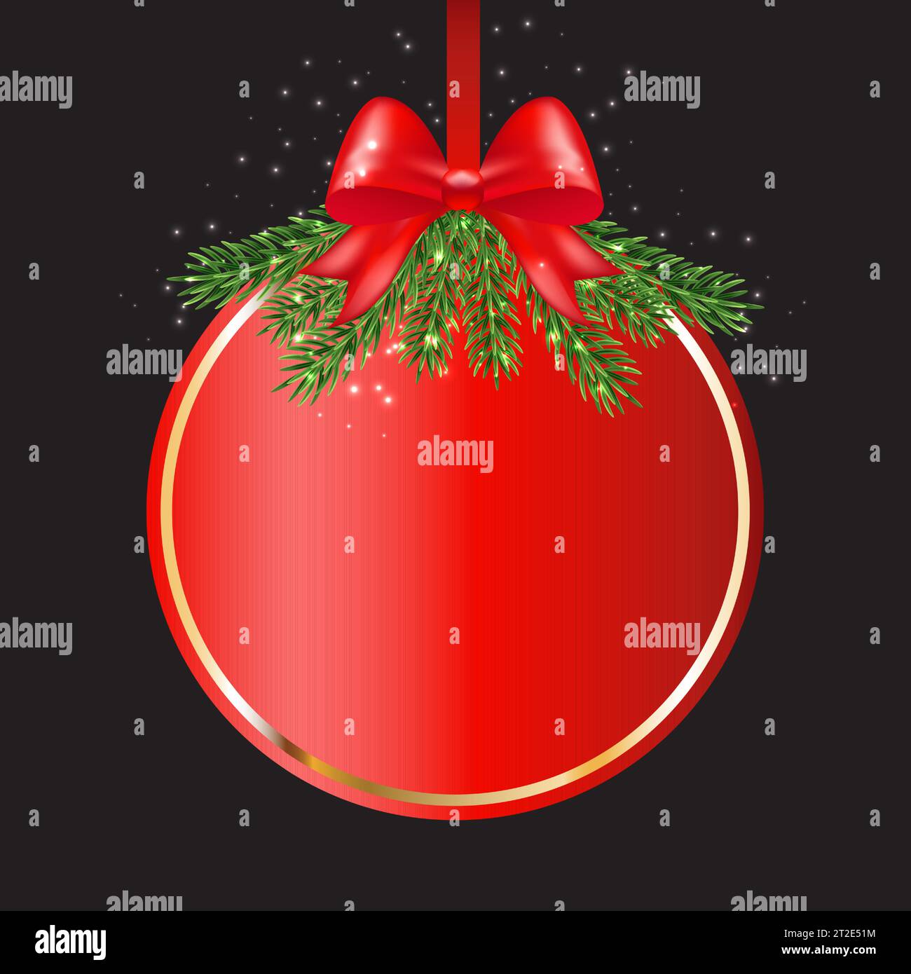 Christmas design, realistic red frame with bow. new year tree ...