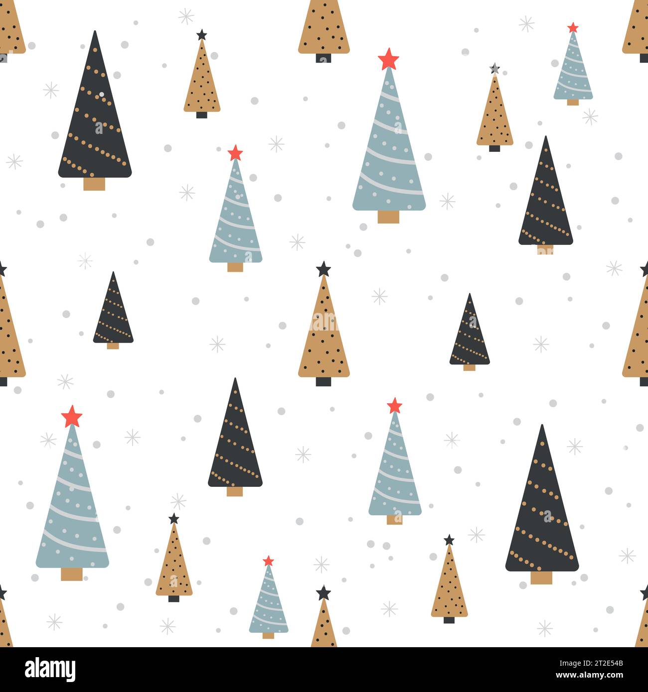 Christmas seamless pattern with spruce trees and snowflake dots on ...