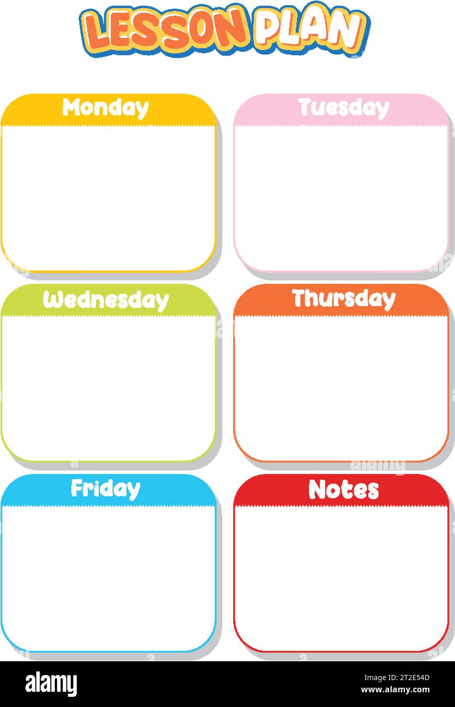 A vector cartoon illustration style template for a basic lesson plan ...